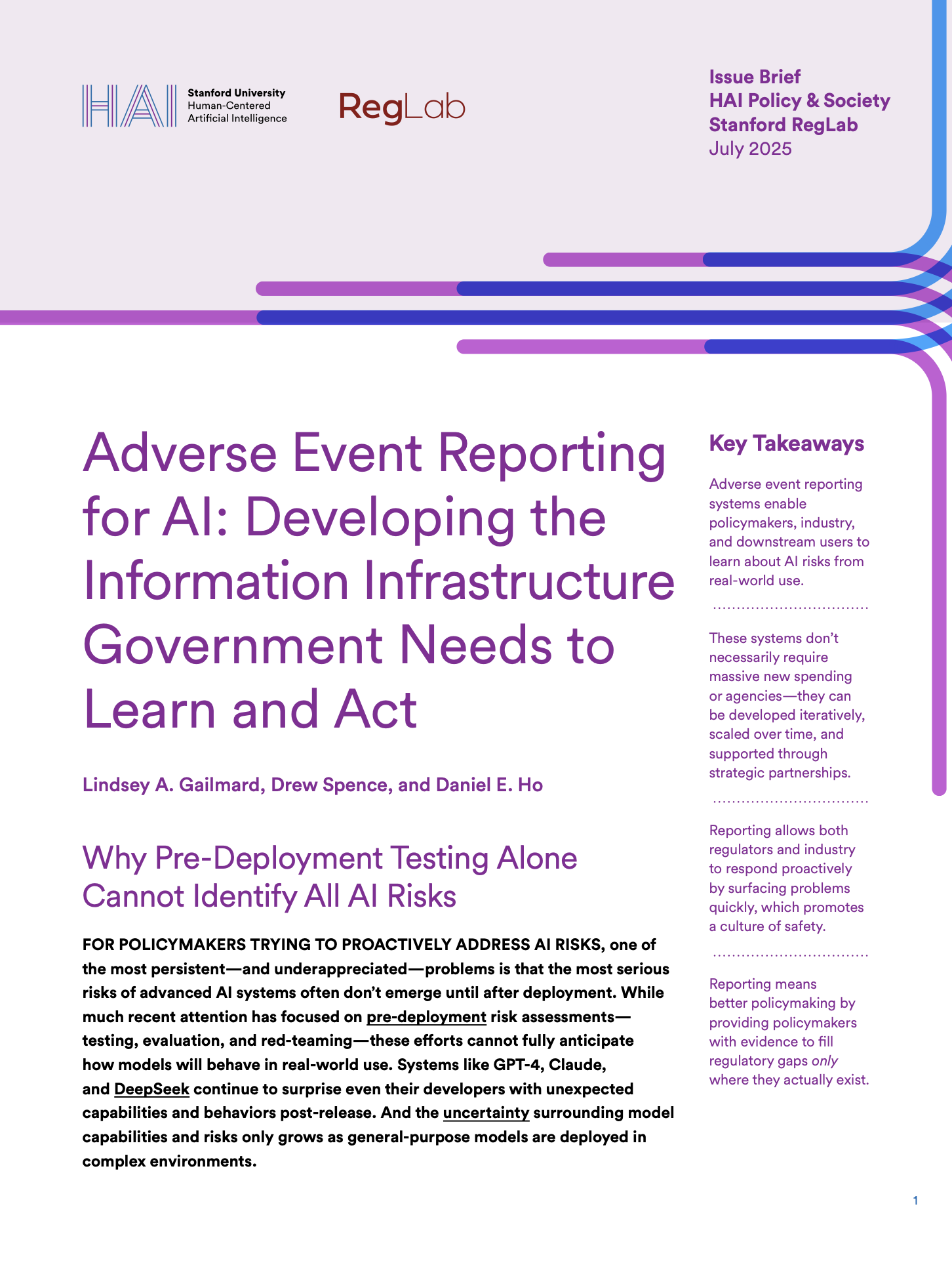 Adverse Event Reporting for AI: Developing the Information ...