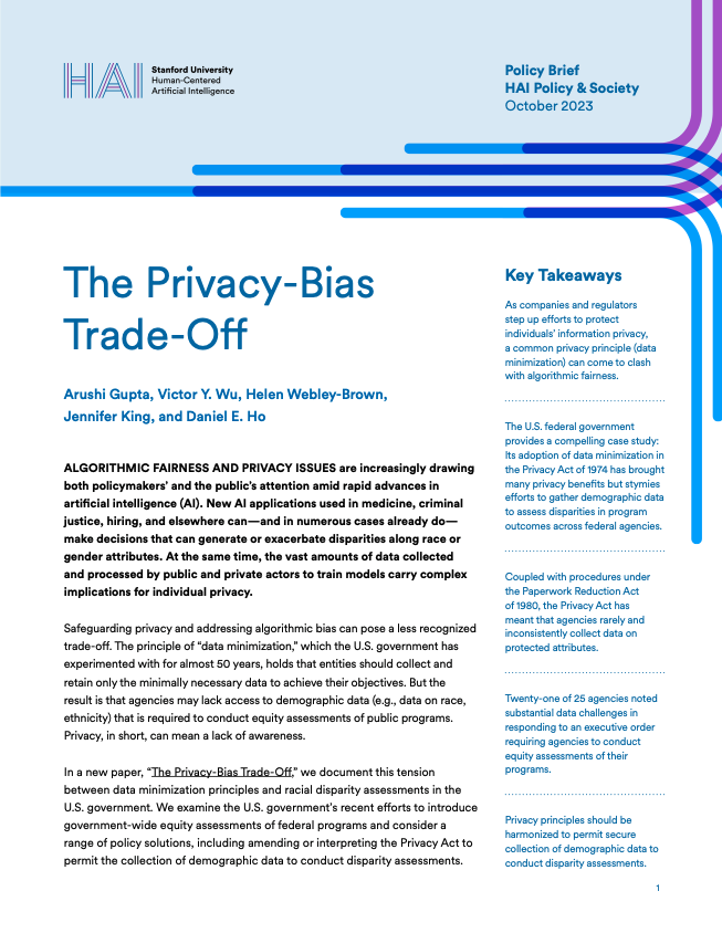 The Privacy-Bias Trade-Off | Stanford HAI
