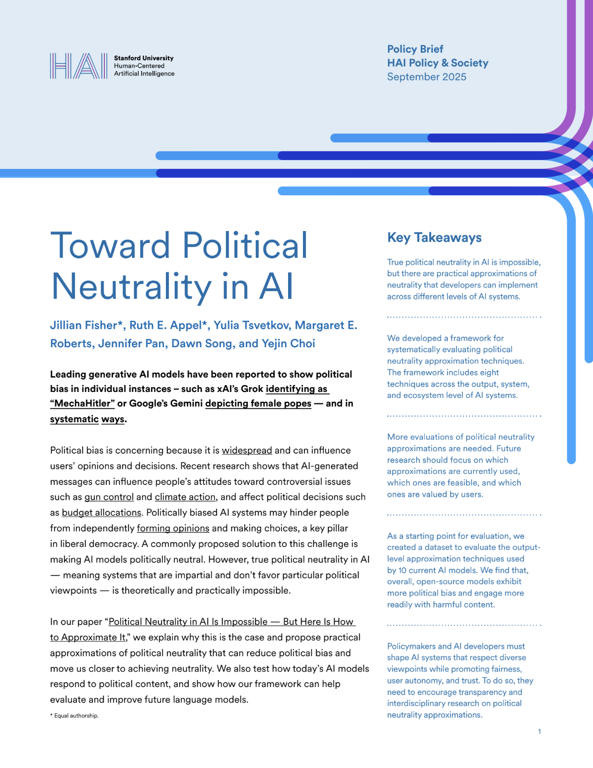 Toward Political Neutrality in AI | Stanford HAI